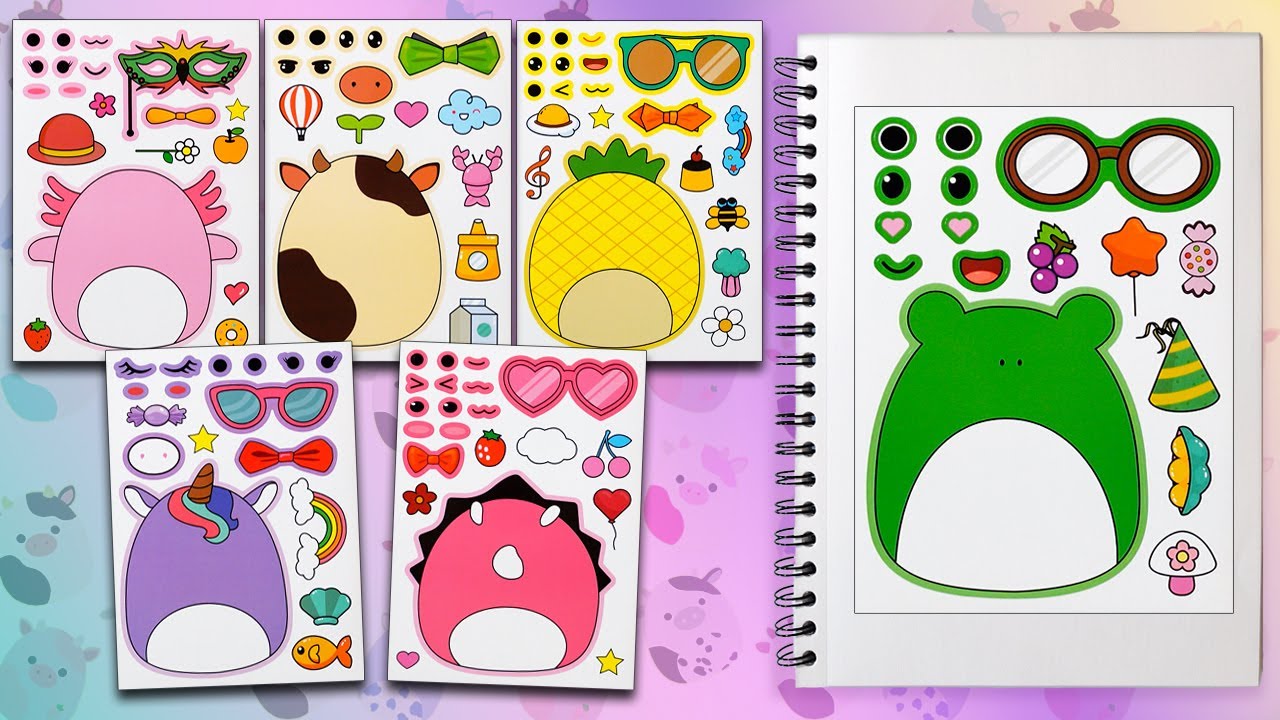 SQUISHMALLOW STICKER BOOK DECORATING | PAPER DIY ASMR STICKER ACTIVITY ...