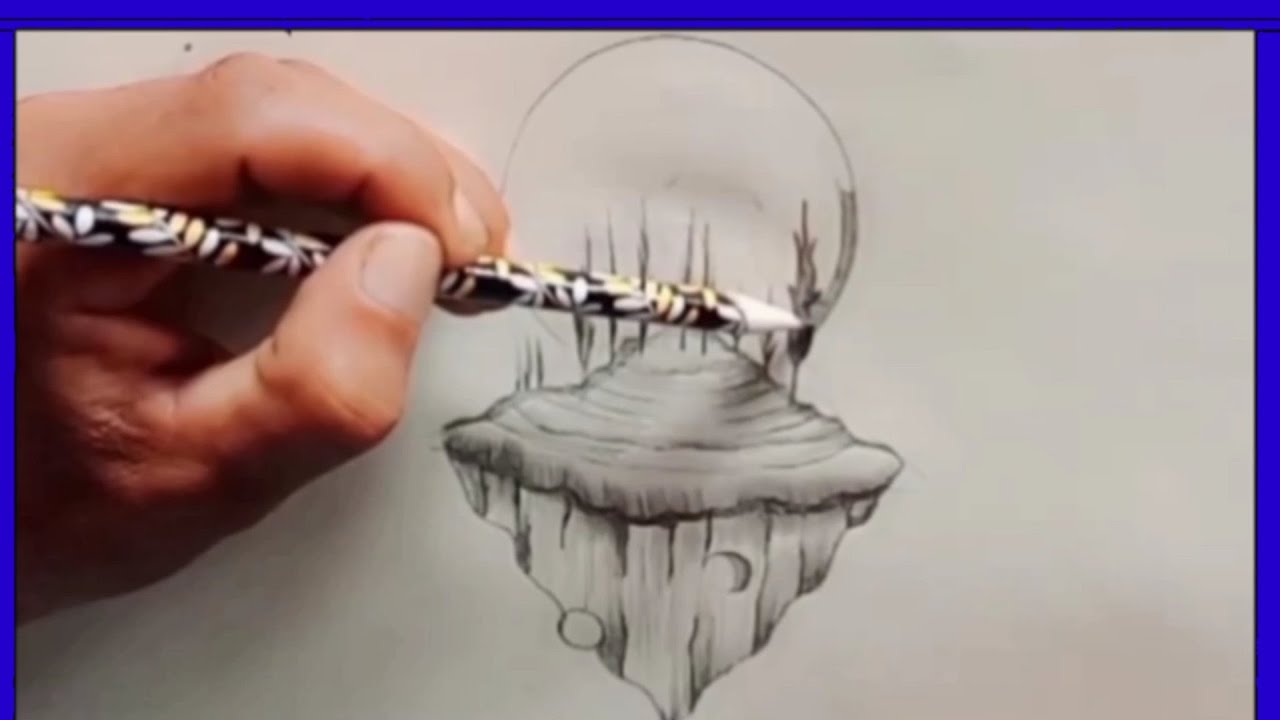 how to draw scenery of moon with the earth. - YouTube