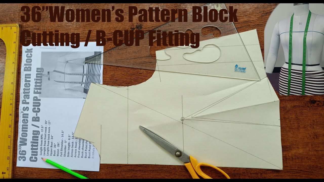 36" Women's Sewing Body Block | B CUP Fitting| Manual pattern draft # ...