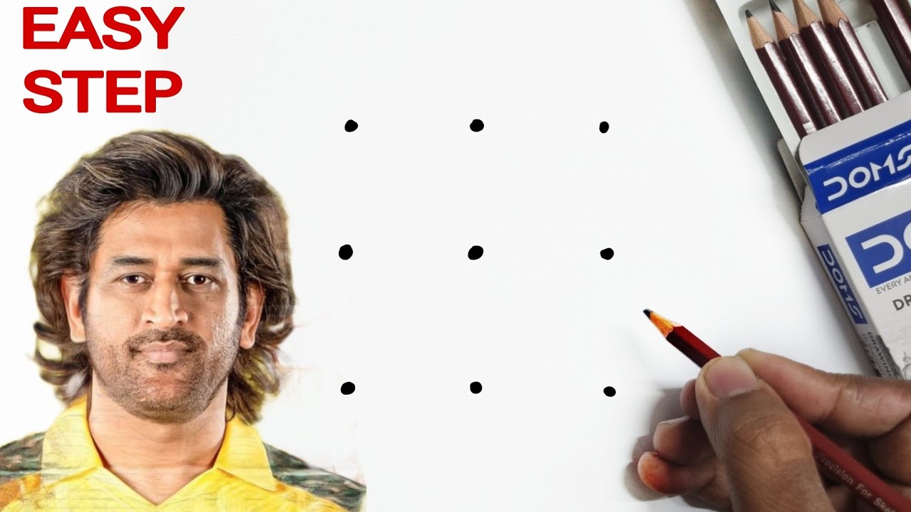 How to draw MS Dhoni drawing || Dhoni outline drawing - YouTube
