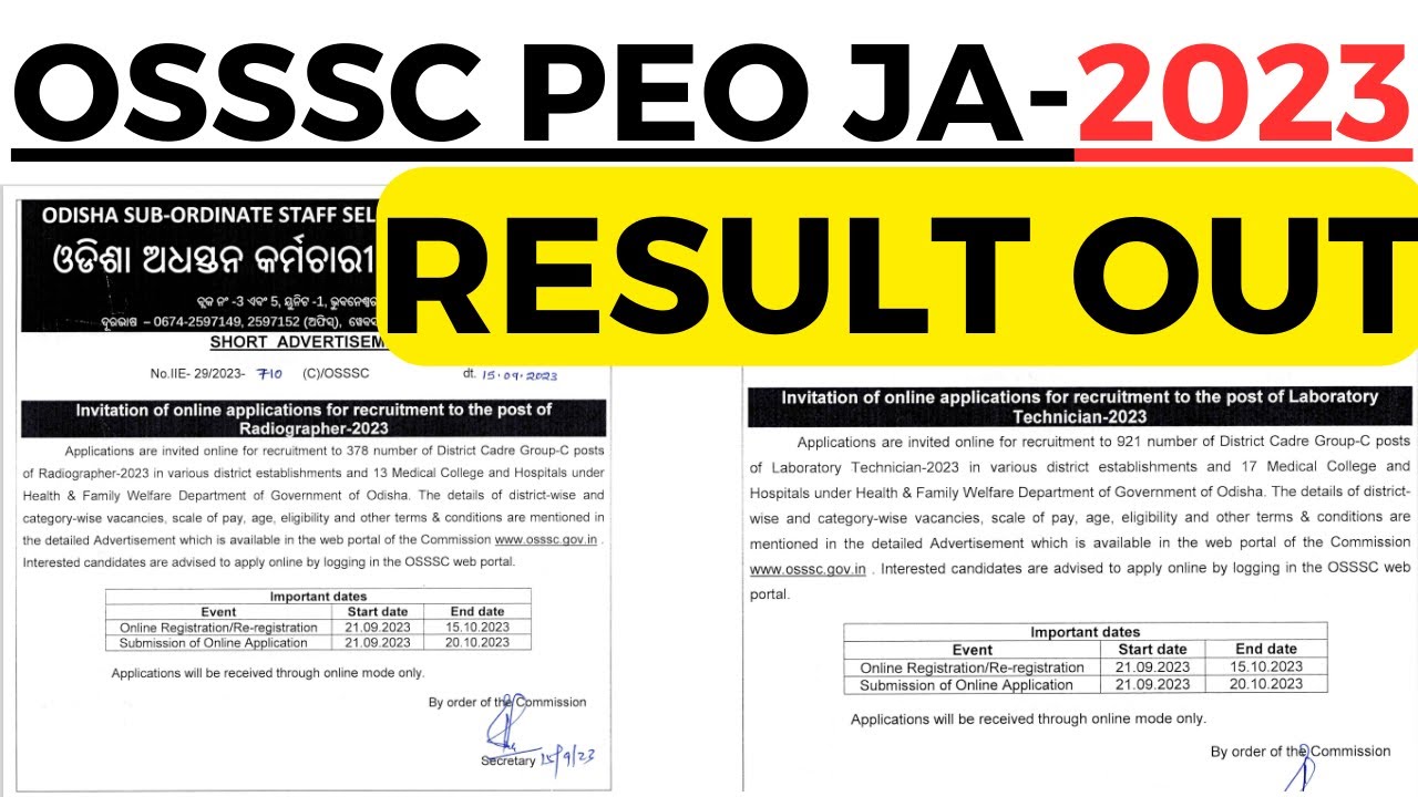 OSSSC PEO JA RESULT OUT I OSSSC PEO RESULT 2023 I PEO JA RESULT 2023 I ...