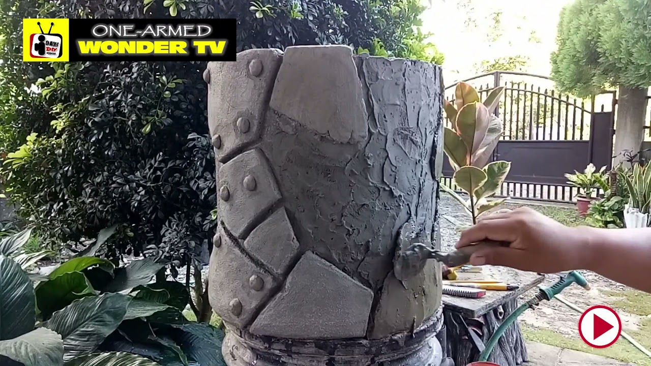 HOW TO MAKE LARGE CEMENT TREE STUMP POT AT HOME / AMAZING DIY IDEA ...