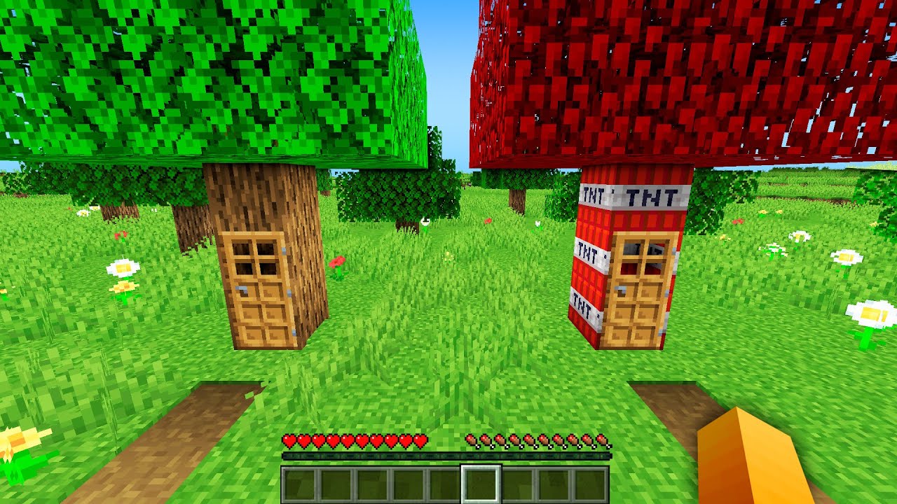 What's INSIDE the TNT TREE in Minecraft ? I found a HOUSE IN TREE ...