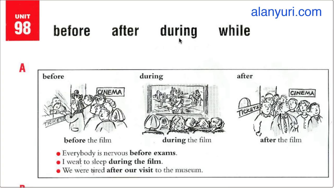 Grammar 98 - Before, after, during, while - Aula de inglês - YouTube