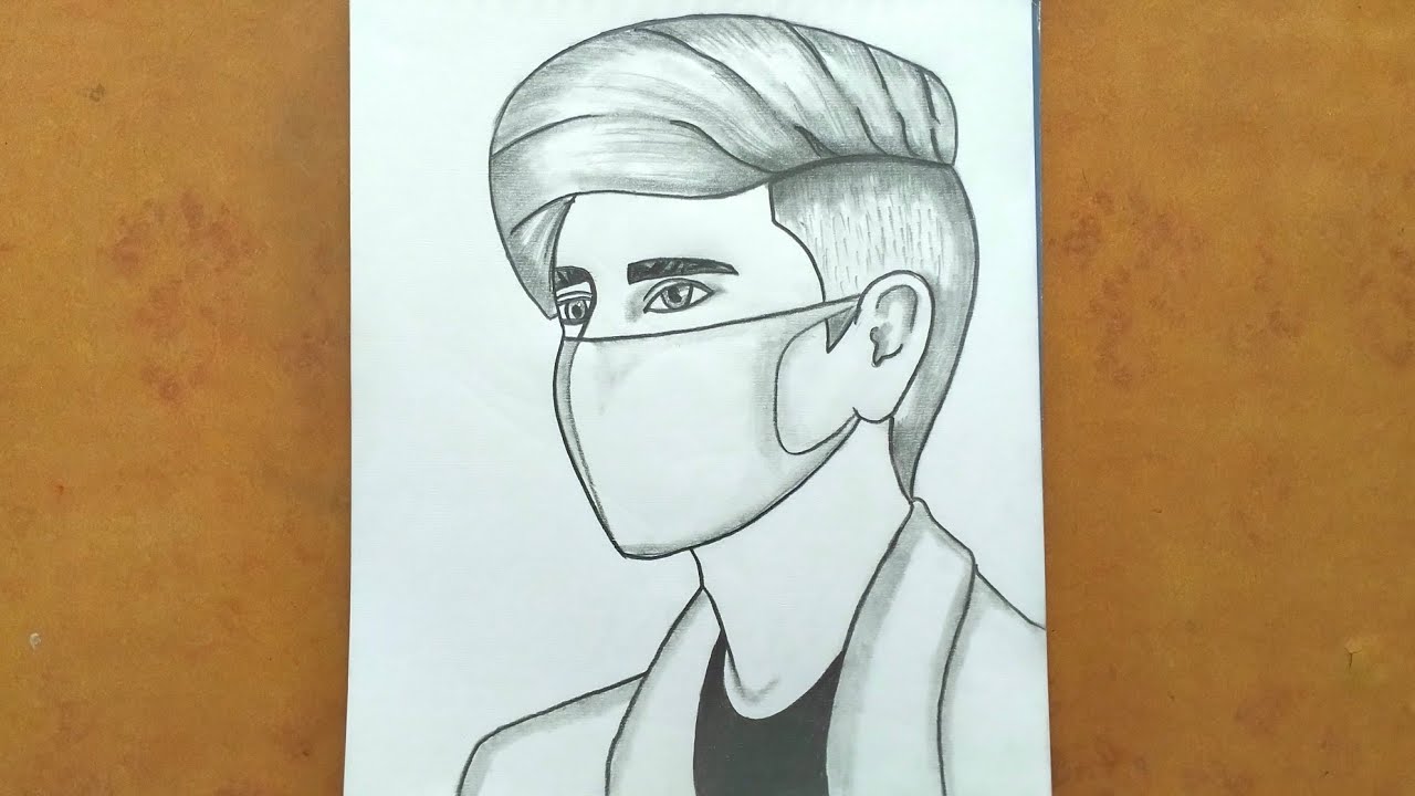 Boy mask drawing | Mask boy drawing | Boy with mask drawing easy | Boy ...