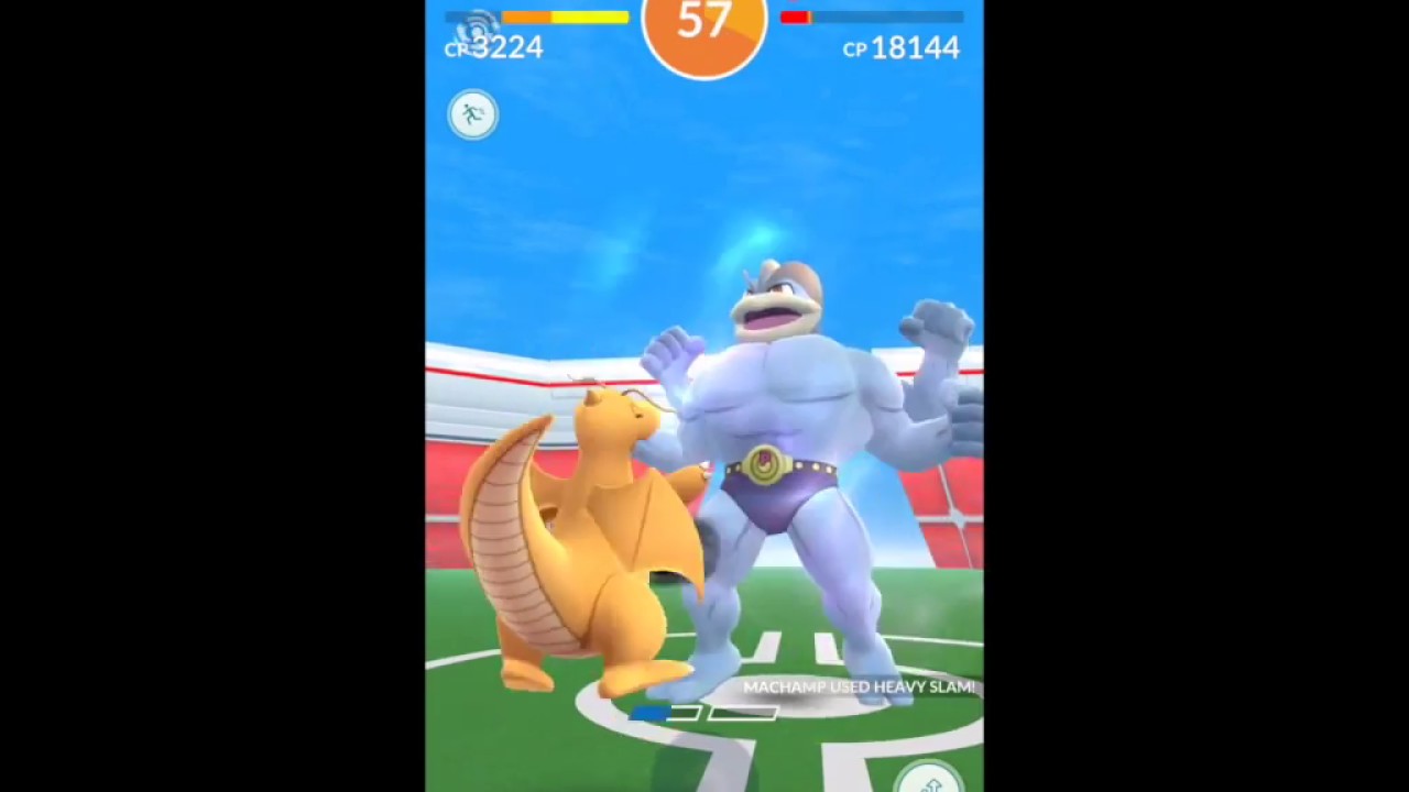 Dragonite vs Machamp (windy weather boost) - YouTube