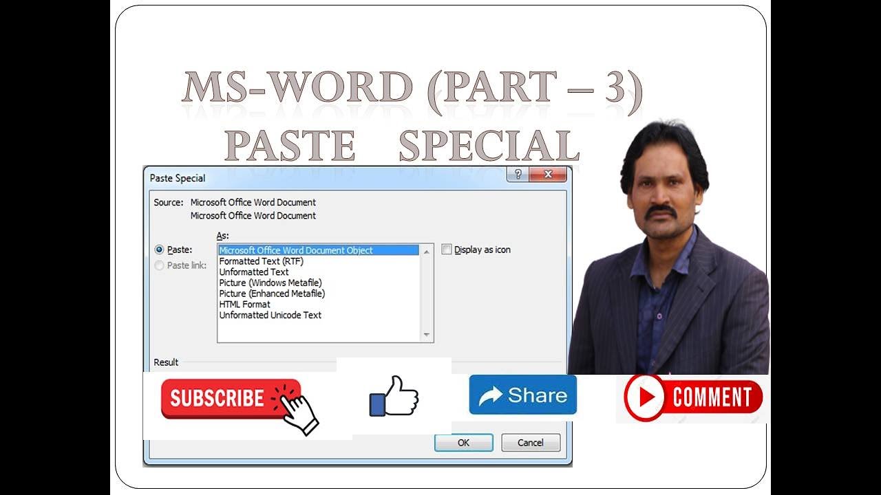 Paste Special Command in Ms-Word - YouTube