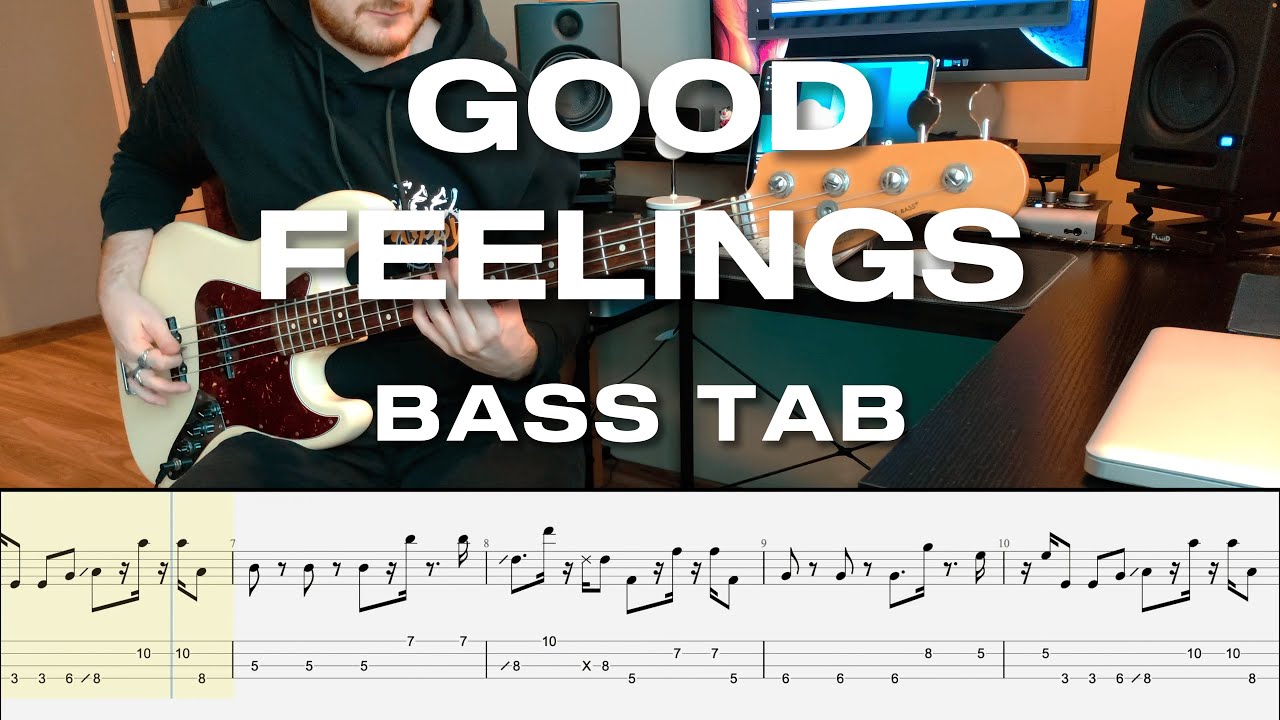 Coldplay, Ayra Starr - GOOD FEELiNGS // Bass Cover // Play Along Tabs ...