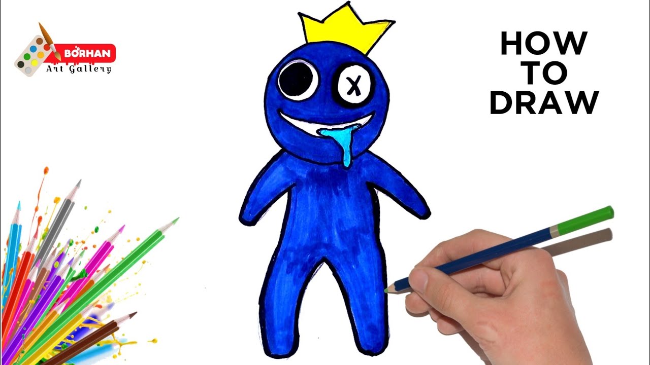 How to draw rainbow friends | Rainbow friends blue drawing easy ...