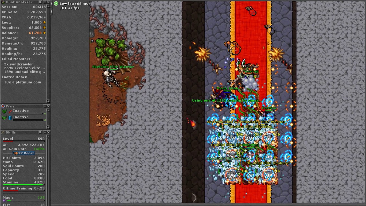 Tibia Elite Skeletons 4x Voc Hunt - YouTube