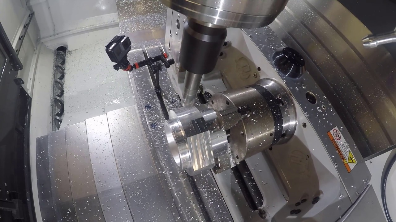 First five-axis CNC work at the Center, Haas VF-4 and TR160 - YouTube