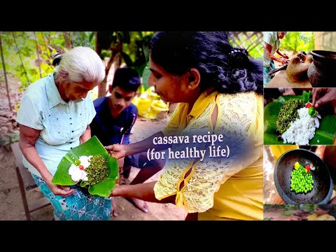 My mother helps me to prepare the manioc leaves using our Sri Lankan ...