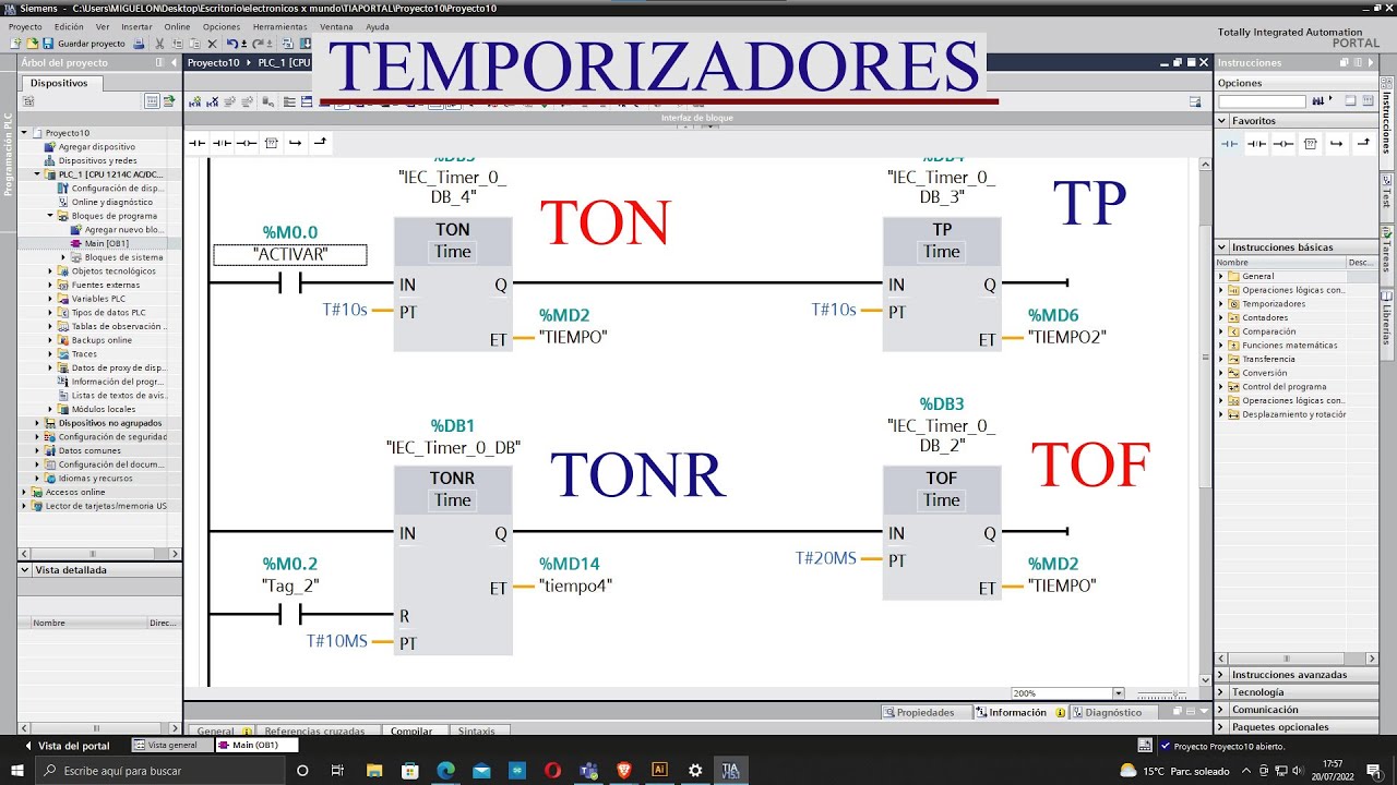 TIA PORTAL TEMPORIZADOR TON TP TOF TONR FUNCIONAMIENTO Y tia-portal-temporizador-ton-tp-tof-tonr-funcionamiento-y
