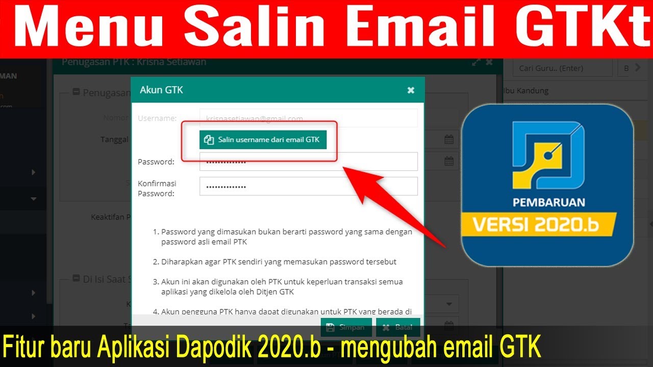 Cara Mengubah Email Guru Aplikasi Dapodik Melalui Menu Salin Username ...