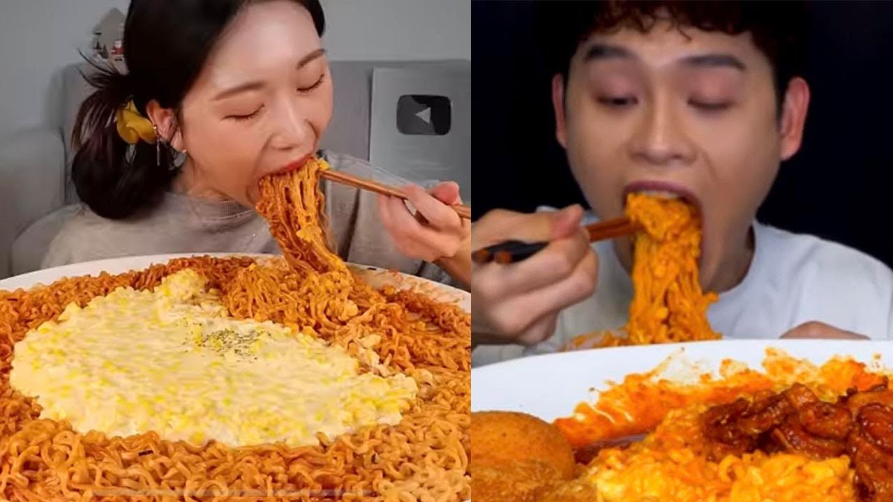 CHEESY NOODLES MUKBANG Compilation | ASMR Compilation - YouTube