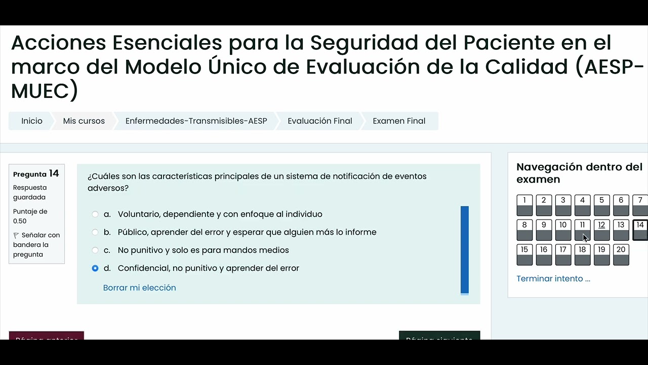 Examen final (version 1) Acciones Esenciales para la Seg del Paciente ...