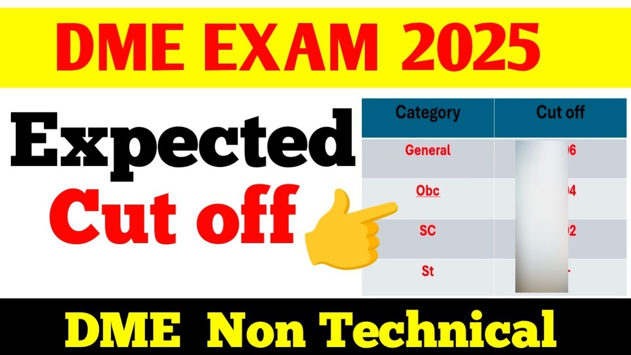 DME Cut Off 2025 || DME Non Technical Expected Cut Off|| DME Non ...