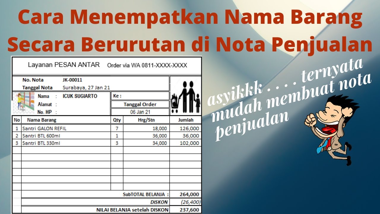 Membuat Nota Penjualan Barang di Excel Secara Otomatis - YouTube