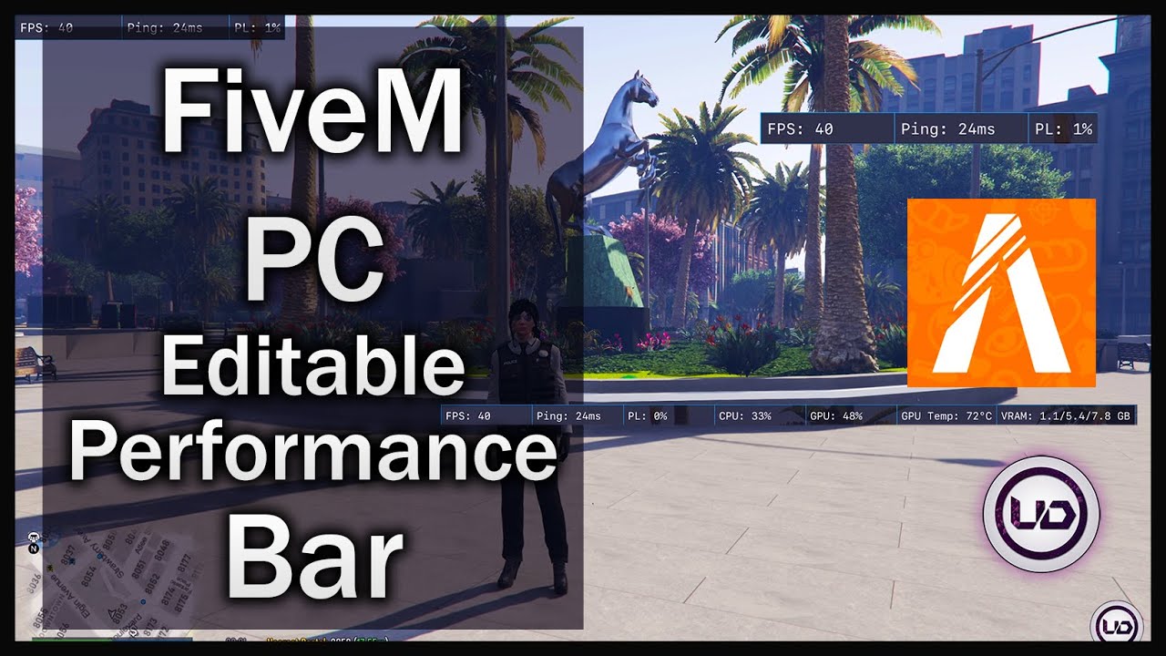 GTA V | FiveM | How To Show Performance Bar FPS, Ping, Packet Loss, etc ...