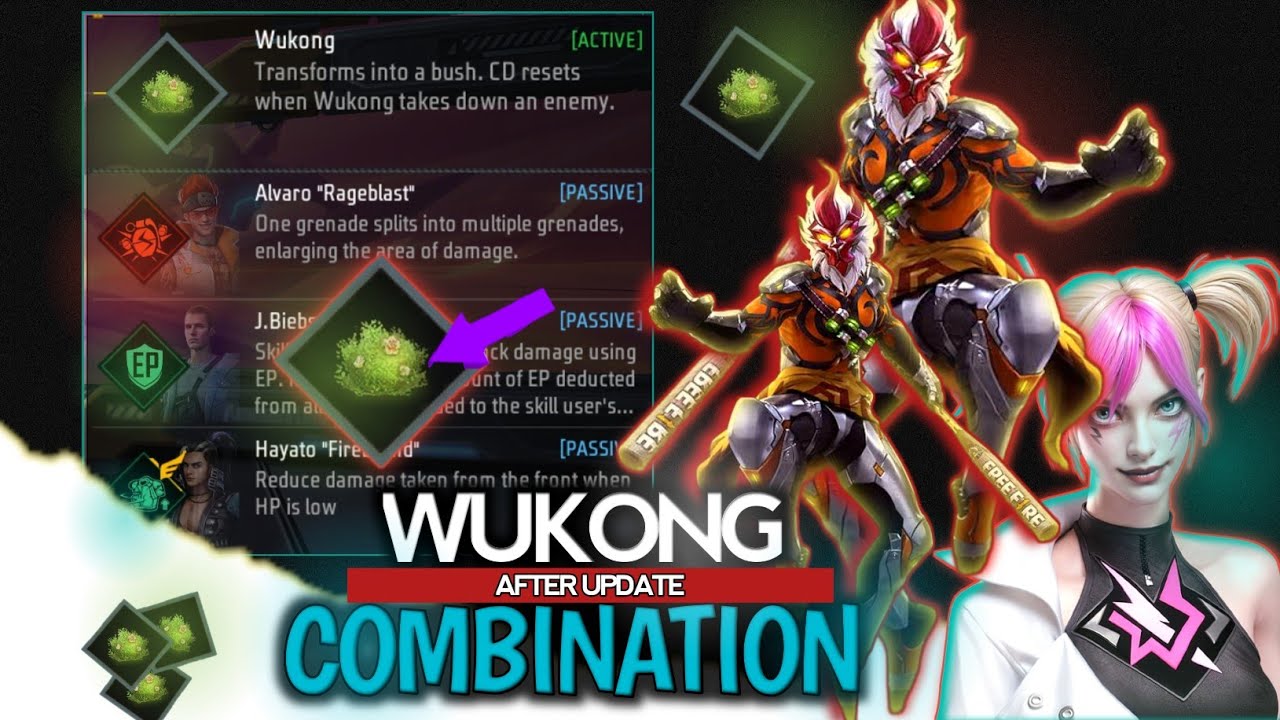 Wukong Best Combination Free fire | Free Fire Best Character ...