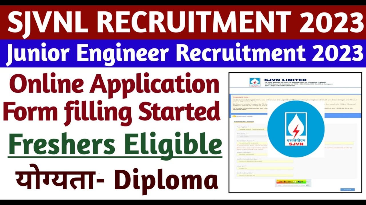 SJVNL JE Recruitment | SJVNL JE Online Application Form Started | Apply ...