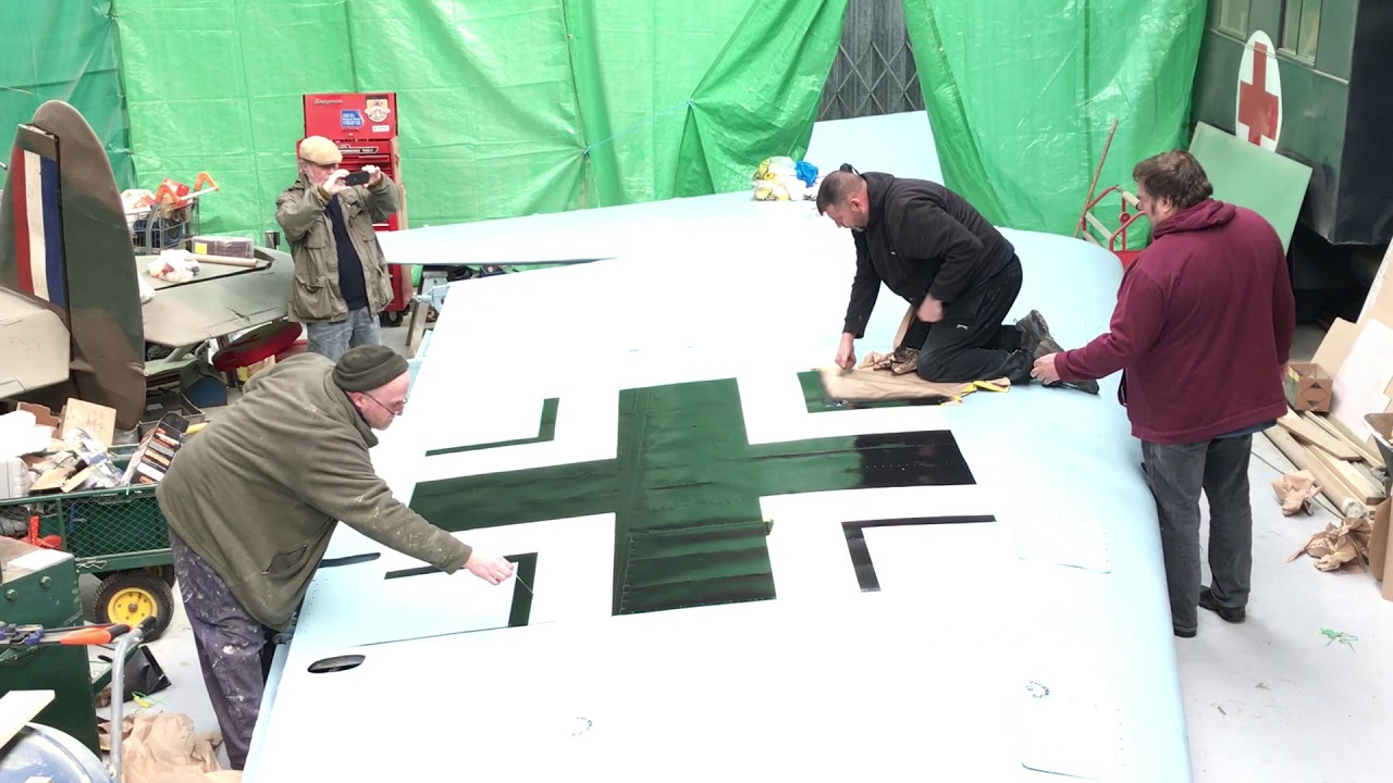 The Balken Cross now added to the wing of the Heinkel III at the Kent ...