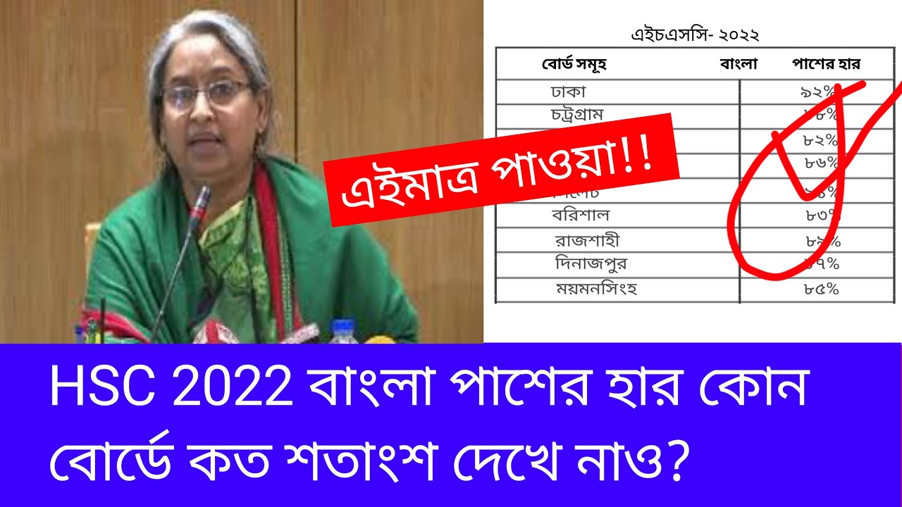 HSC 2022 বাংলা পাশের হার কোন বোর্ডে কত শতাংশ পাশ দেখে নাও | hsc 2022 ...