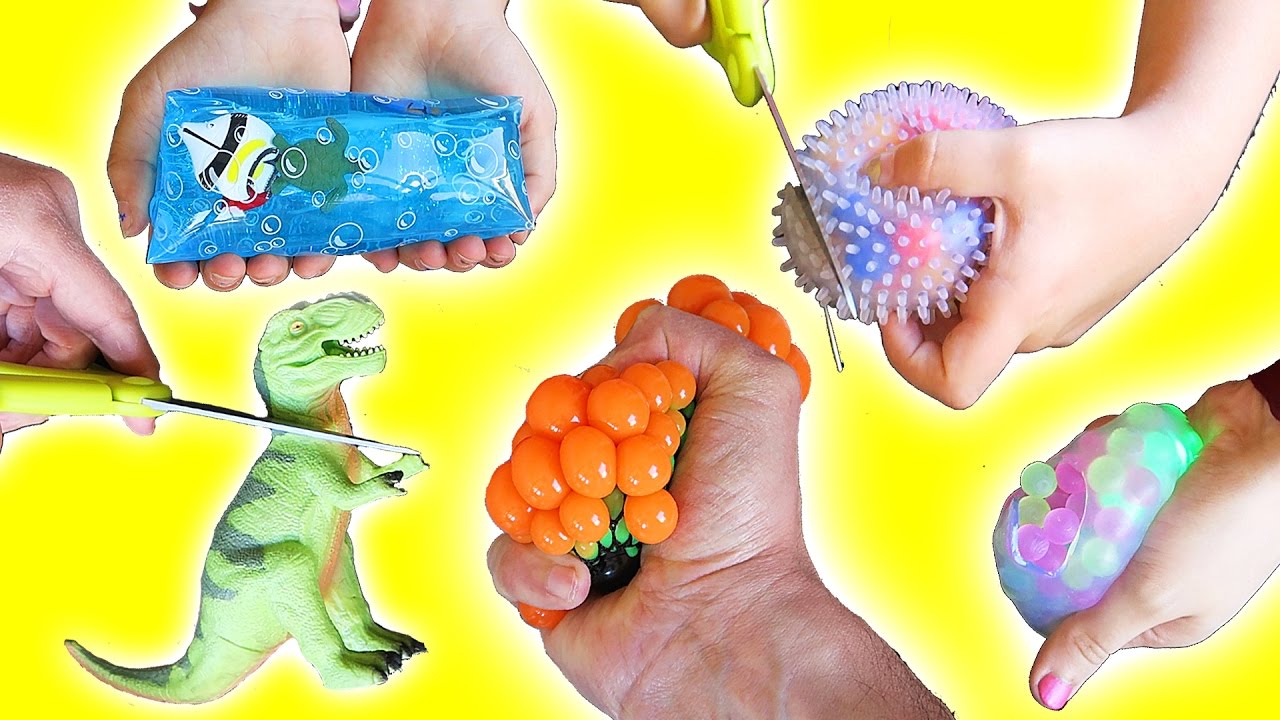 Cutting OPEN Squishy Balls! Slime Stress Ball - Stretchy Dinosaur ...