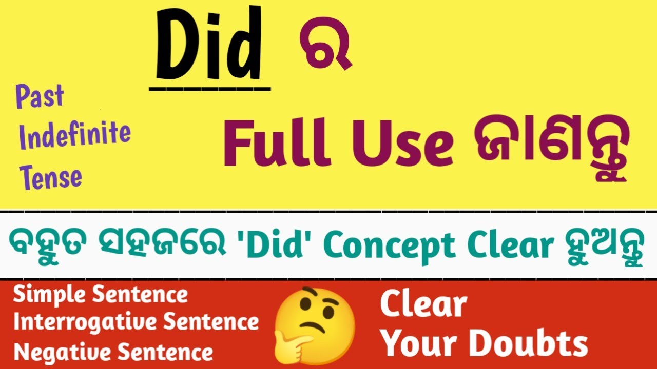 Full Use Of Did/Did Use In Tense/Past Indefinite Or Simple Tense ...