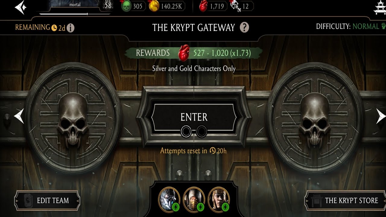 Normal Krypt run with basic gold Martial Artist Team! (MK Mobile) - YouTube