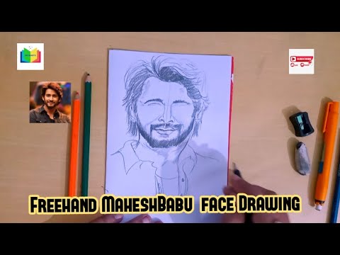 how to draw easy MaheshBabu drawing, freehand MaheshBabu portrait ...