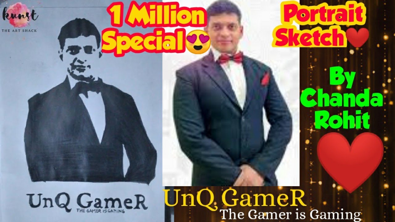 UNQ Gamer Potrait Sketch Making || 1 Million Special😍 - YouTube