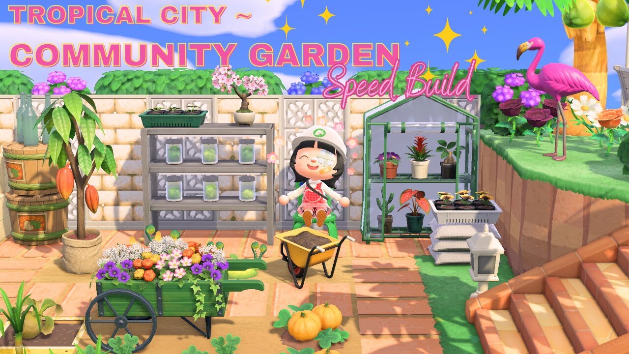 Speed build ~ Tropical City Community Garden 🏝️ 🌺 acnh - YouTube