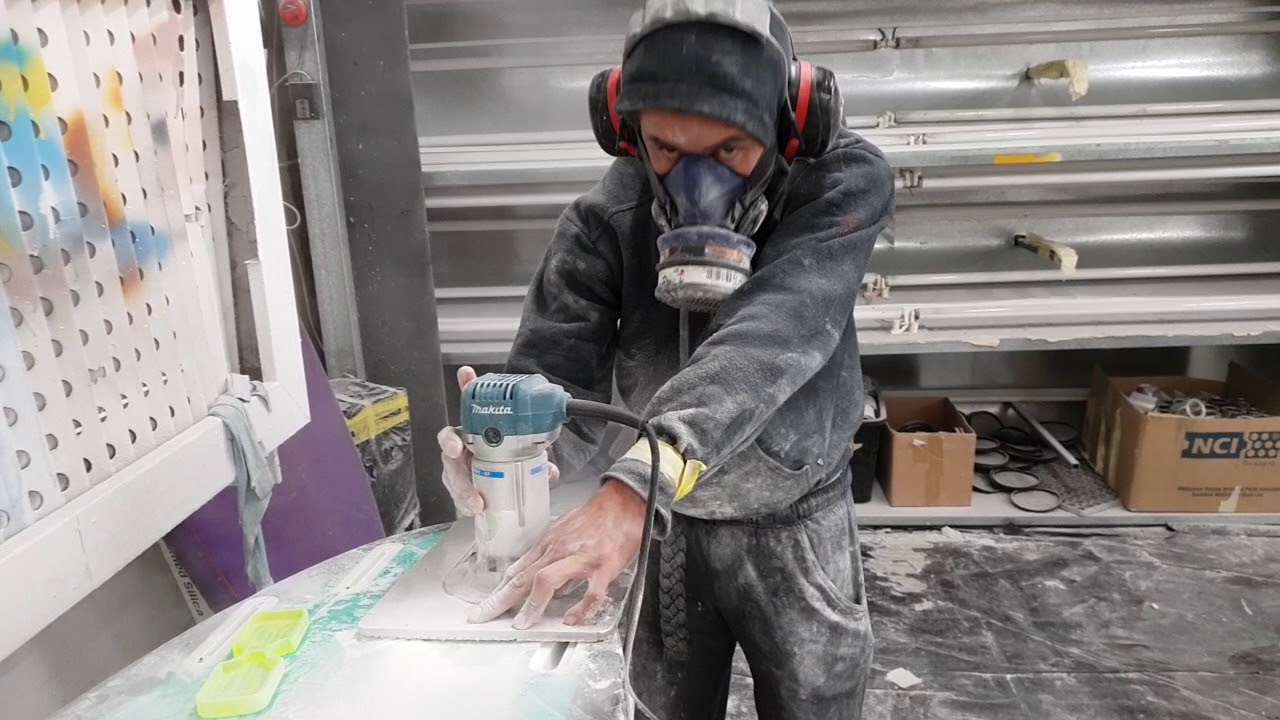 Installation of Futures Fin Box On A Repair At The Surfboard Studio ...