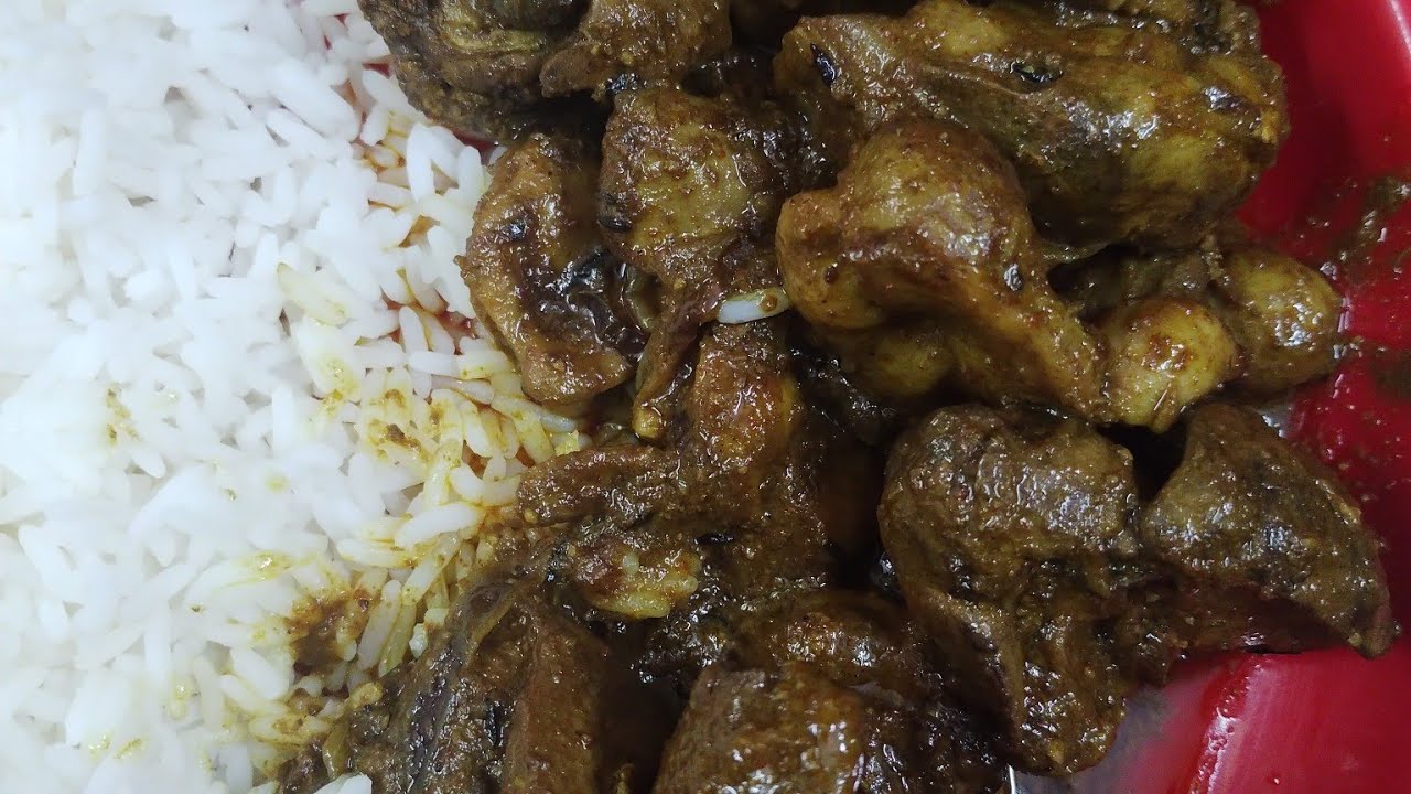 eating mouth watering spicy chicken liver curry. - YouTube