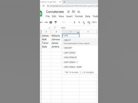 Combining Data From Two Cells Together in Google Sheets - YouTube