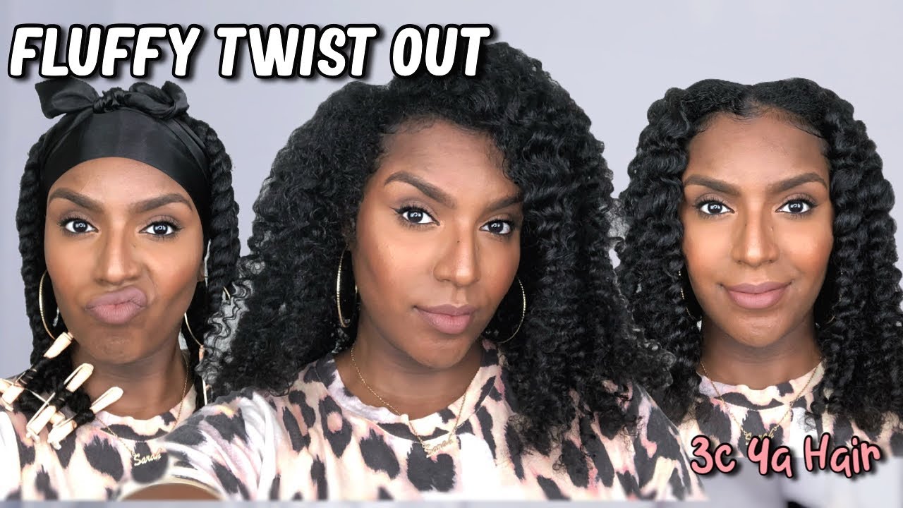 FLUFFY TWIST OUT on Natural Hair | 3c 4a Hair - YouTube
