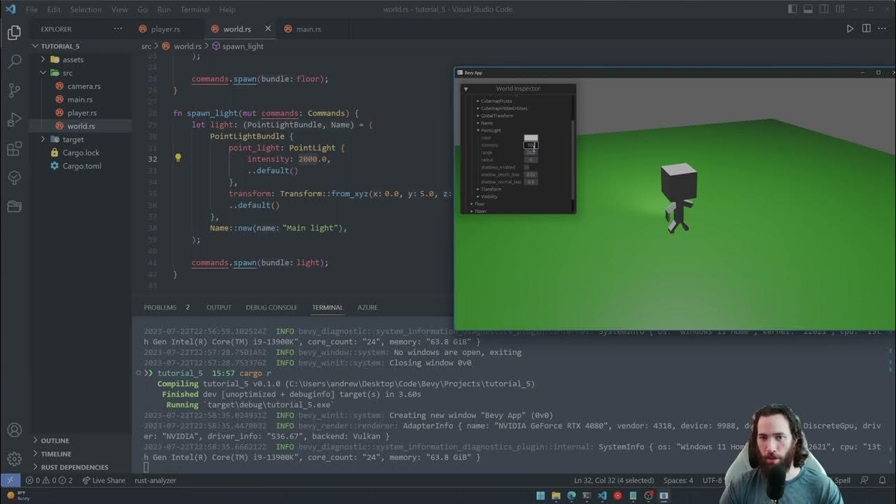 Bevy 3d Third Person Tutorial | Part 6 | Bevy Inspector & Lights - YouTube