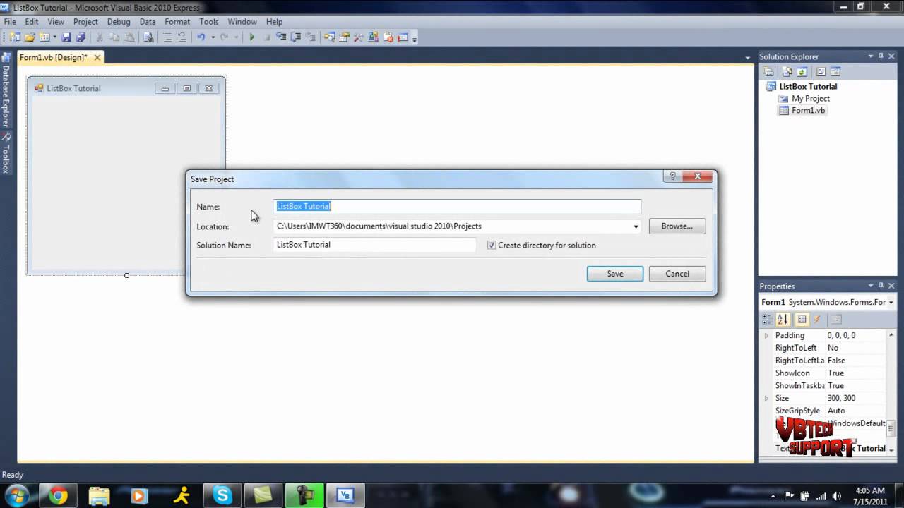Vb 2010 Tutorial 6 Basic List Box Youtube