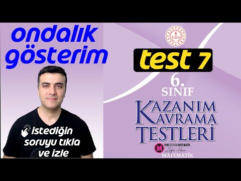 6.sınıf Matematik Kazanım Kavrama Test 7 | Ondalık Gösterim