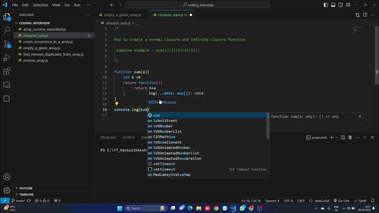 Closure VS infinite Closure function - JavaScript Interview Q 6 - YouTube
