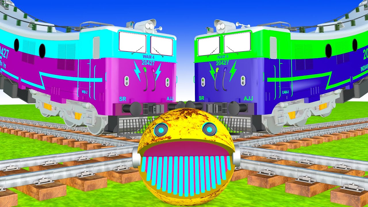 【踏切アニメ】スマートトレインBATTLE BETWEEN TRAINS VS PACMAN 🚦 Fumikiri 3D Railroad ...