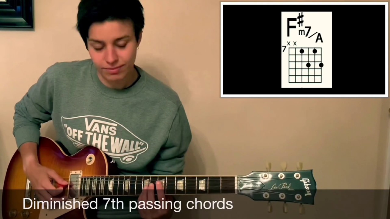 How to add diminished 7th passing chords guitar lesson - YouTube