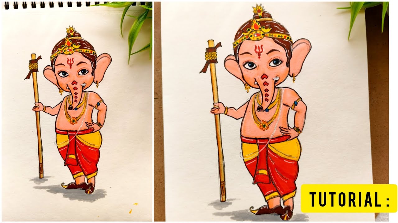 Easy Bal Ganesh Drawing / Lord Ganesha Drawing / Cute Bal Ganesh Ji ...