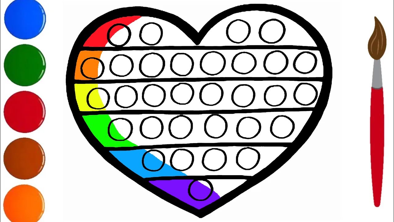 Draw pop it heart and cake for kids || drawing ,painting and coloring ...