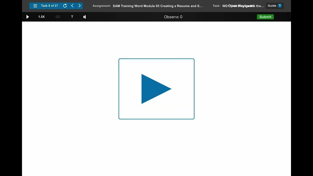 BTM452 SAM Training Word Module 05 Creating a Resume and Sharing ...