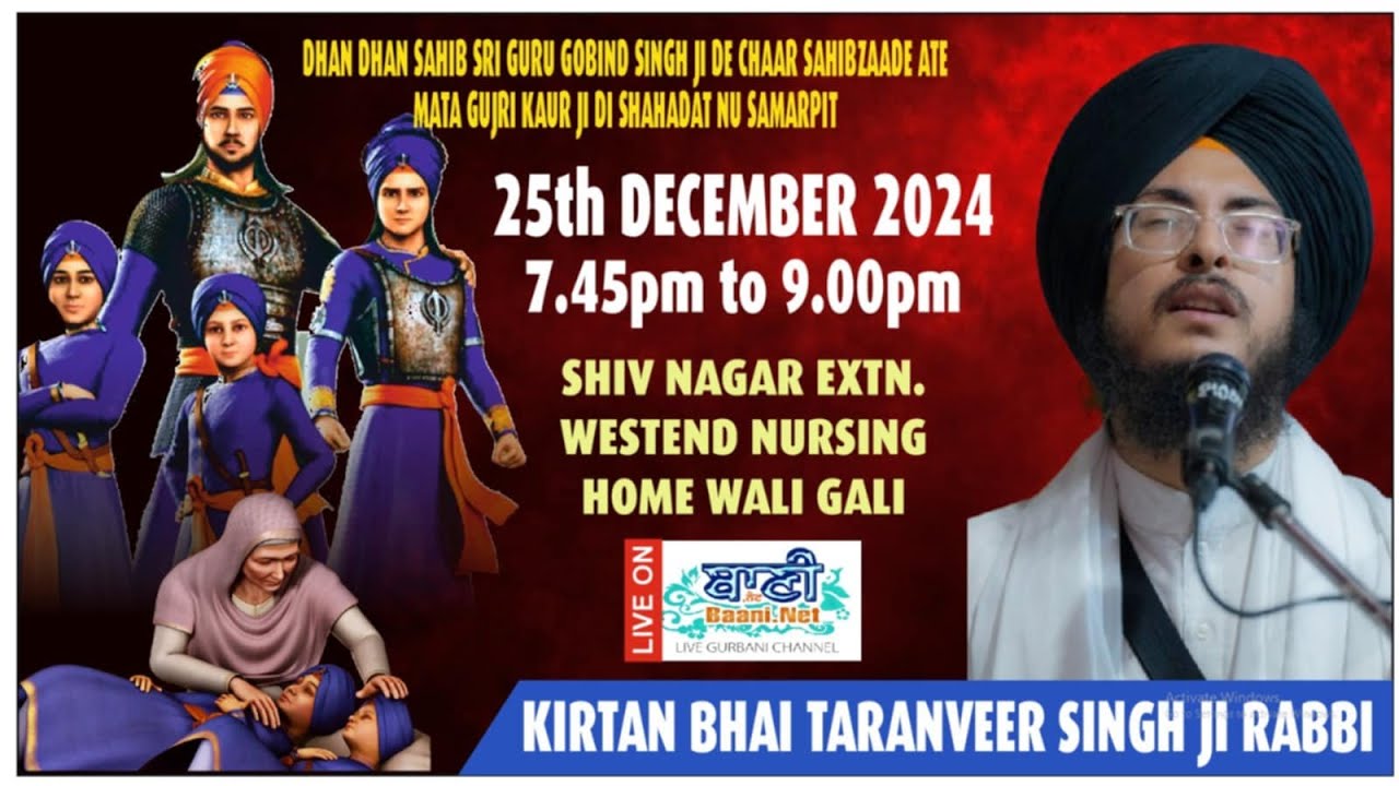 LIVE Bhai Taranveer Singh Ji Rabbi Shiv Nagar Extension - Delhi Baani ...