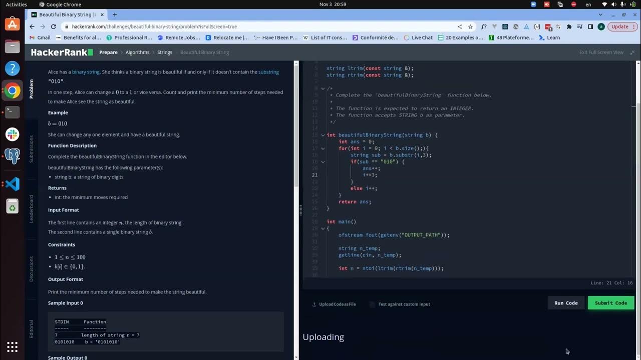 HackerRank : Beautiful Binary String - YouTube