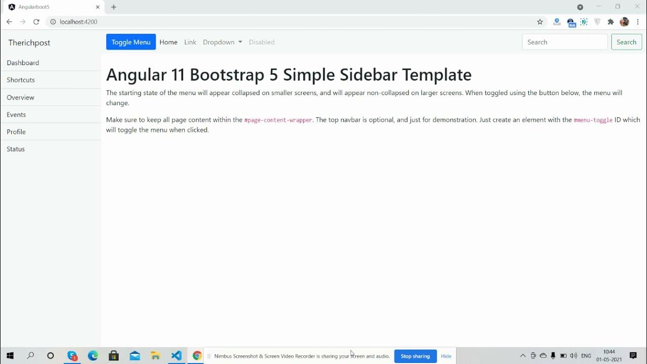 Angular 11 Bootstrap 5 Sidebar Template Free - YouTube