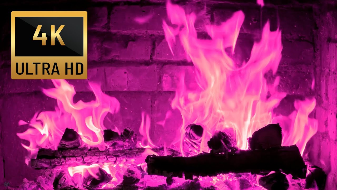 🔥 PINK FIREPLACE FLAMES! 4K UHD Fireplace with Crackling Fire Sounds ...